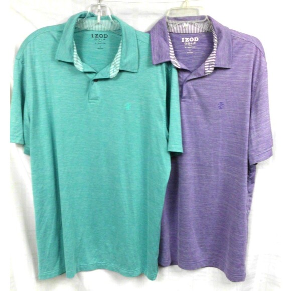 Izod | Shirts | Izod Golf Polo Shirts With Stretch Mens Size Large Purple And Teal Lot Of 2 ...